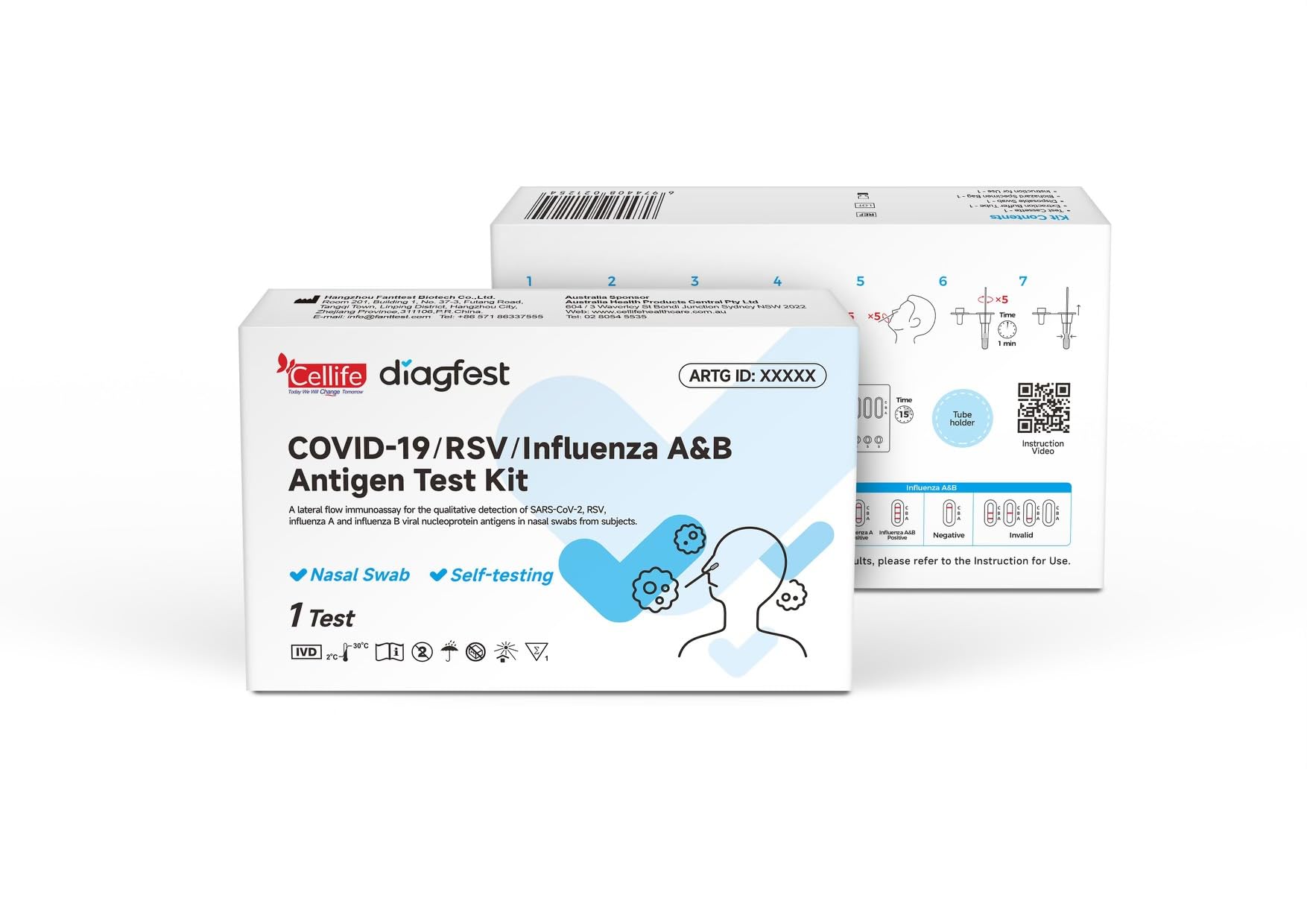 Cellife COVID-19/RSV/Flu A&B Antigen Test Kit – 5-Pack | Fast 15-Min ...