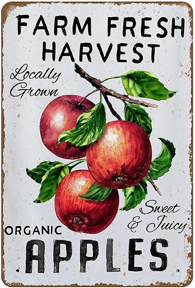 Amazon.com: EYSL Farm Fresh Harvest Apples Metal Tin Sign Fruits Poster ...