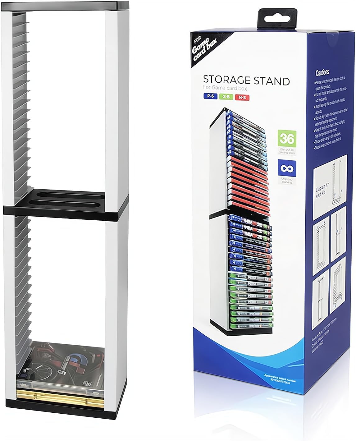 Nicoone Support de disque de jeu, tour de rangement de jeux PS5 avec 2 ...