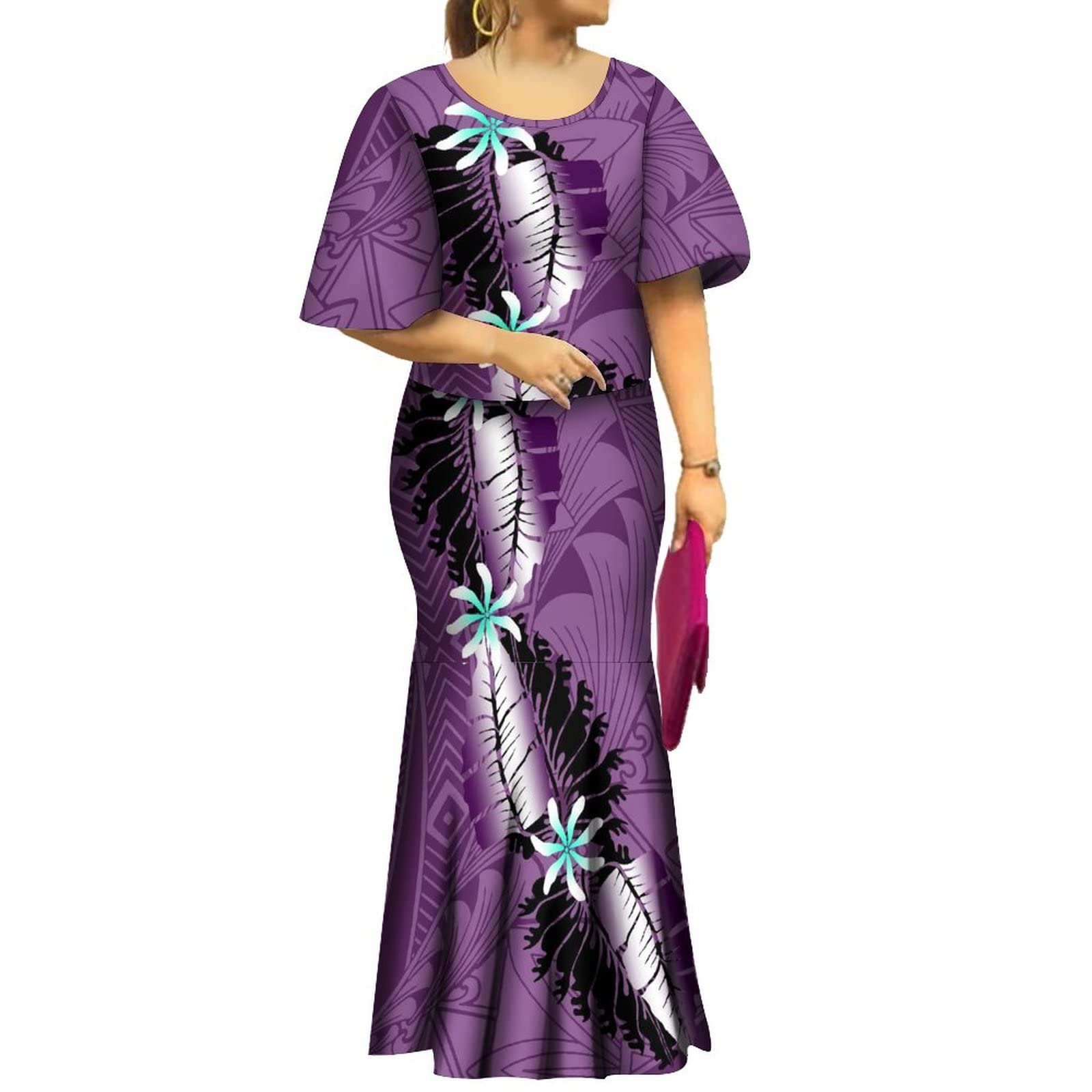 Amazon.com: Polynesian Triba Traditional Dresses Bell Sleeve Tonga ...