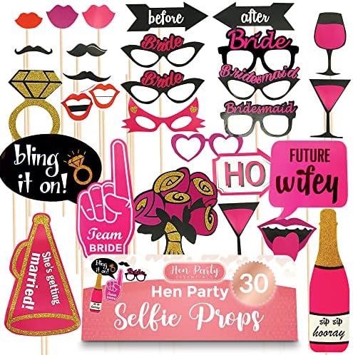 30pk jaunty partyware Hen Party Props, Pre-Assembled Hen Party Photo ...