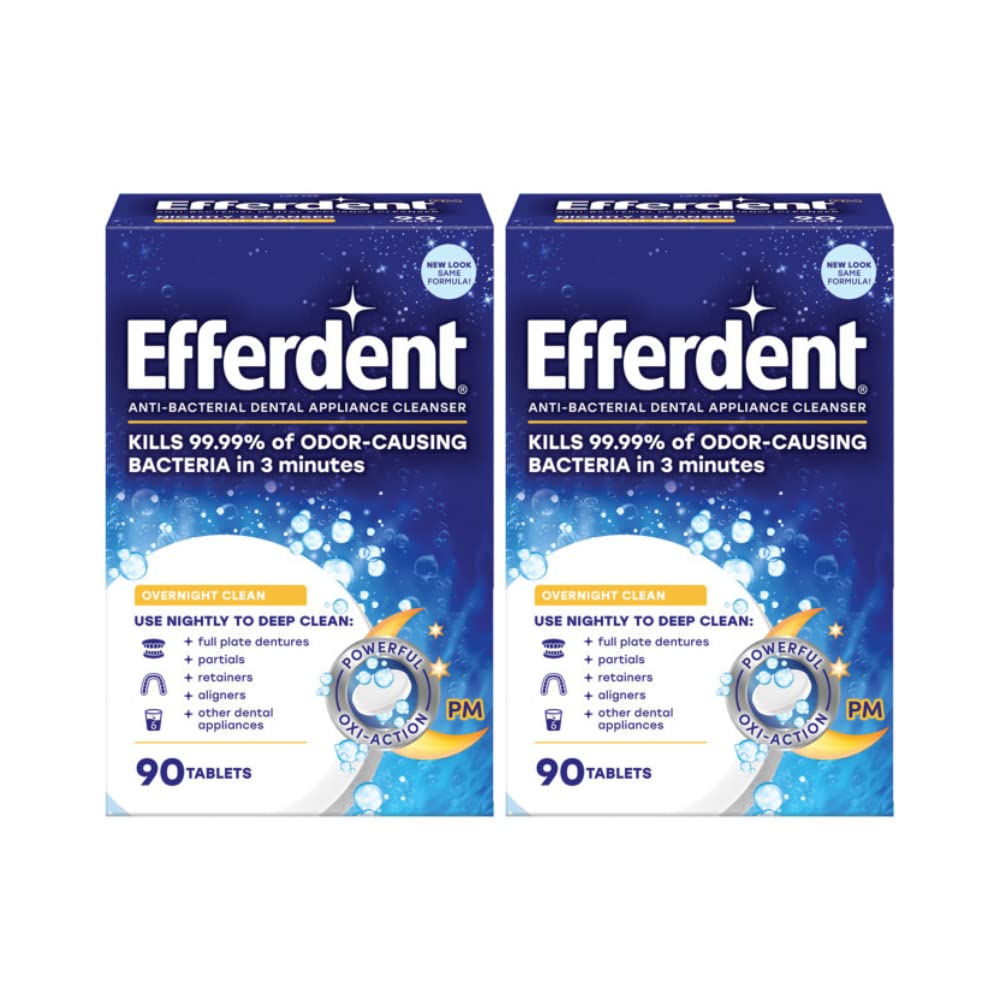 Amazon.com : Efferdent PM Overnight Denture Cleanser Tablets 90 ct ...