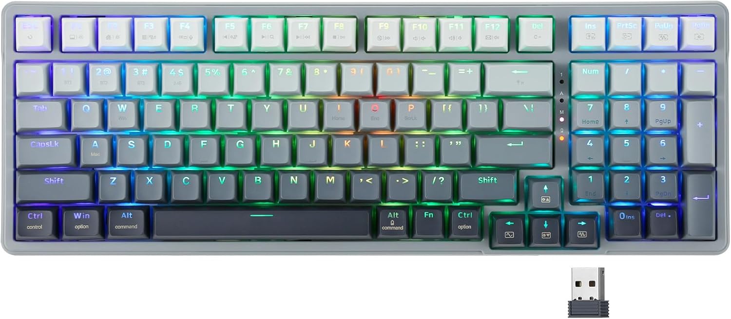 E-YOOSO 99keys Wireless Mechanical Keyboard,Tri-Mode Bluetooth 5.0/2 ...