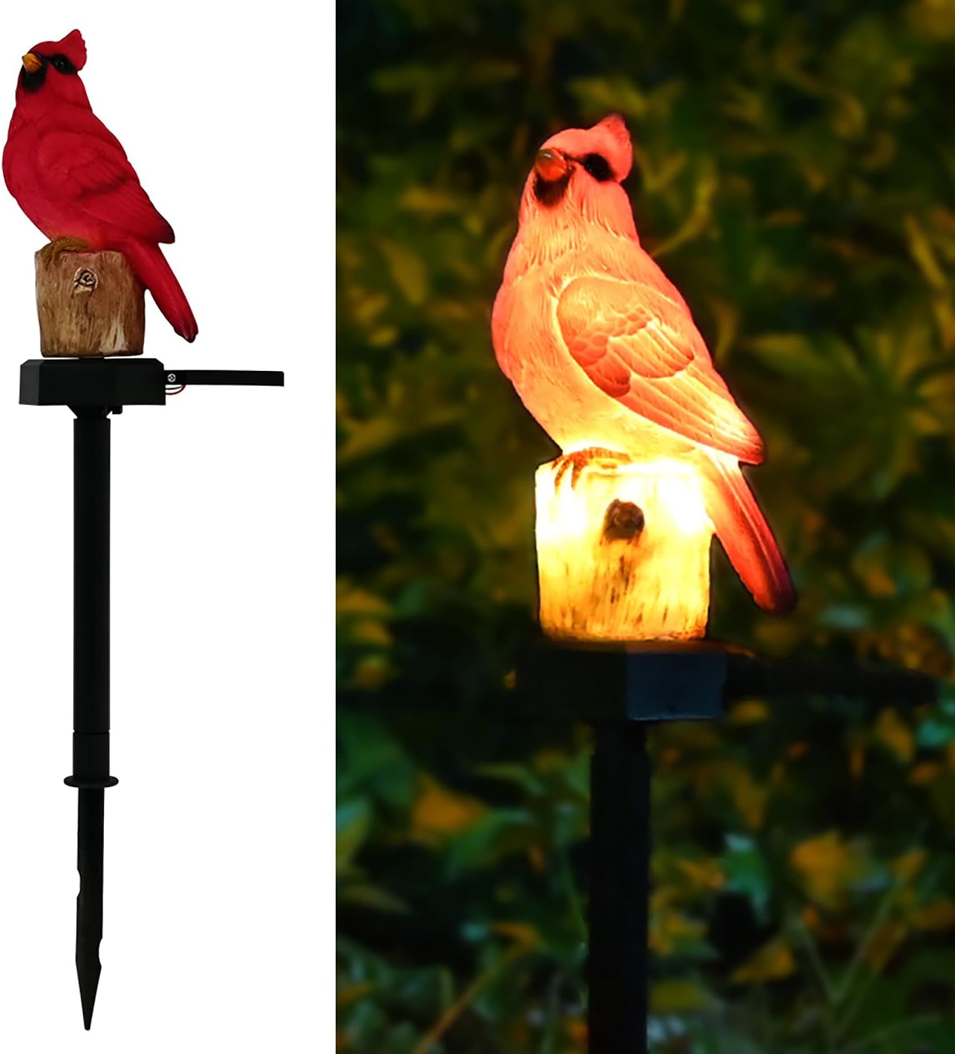 Amazon.com: Cardinal Decor Garden Stake,Solar Metal Red Cardinal ...