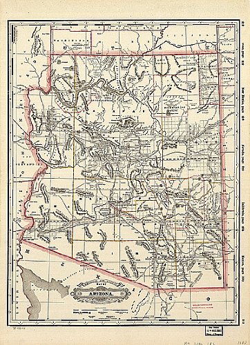 1887 Railroad & County Map of Arizona Large Gloss Laminated: George F ...