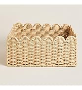 Amazon.com: Scalloped Edge Round Basket with Handle, Super Sturdy ...