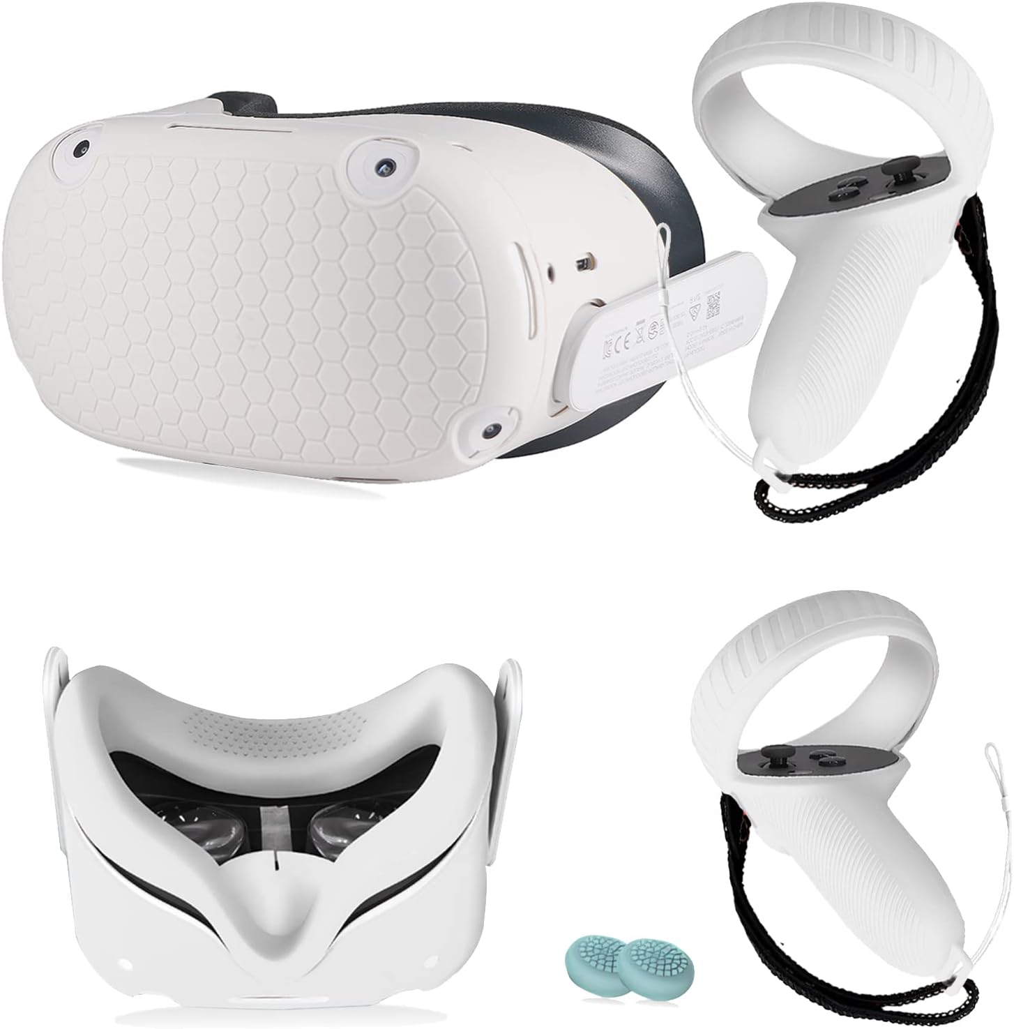 for Oculus Quest 2 Accessorie, 4 in 1 VR Silicone Cover Set for Meta ...
