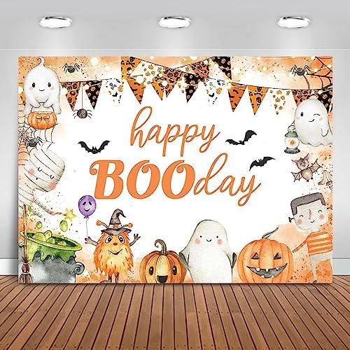 Amazon.com : Mocsicka Halloween Boo Birthday Backdrop Cute Ghost ...