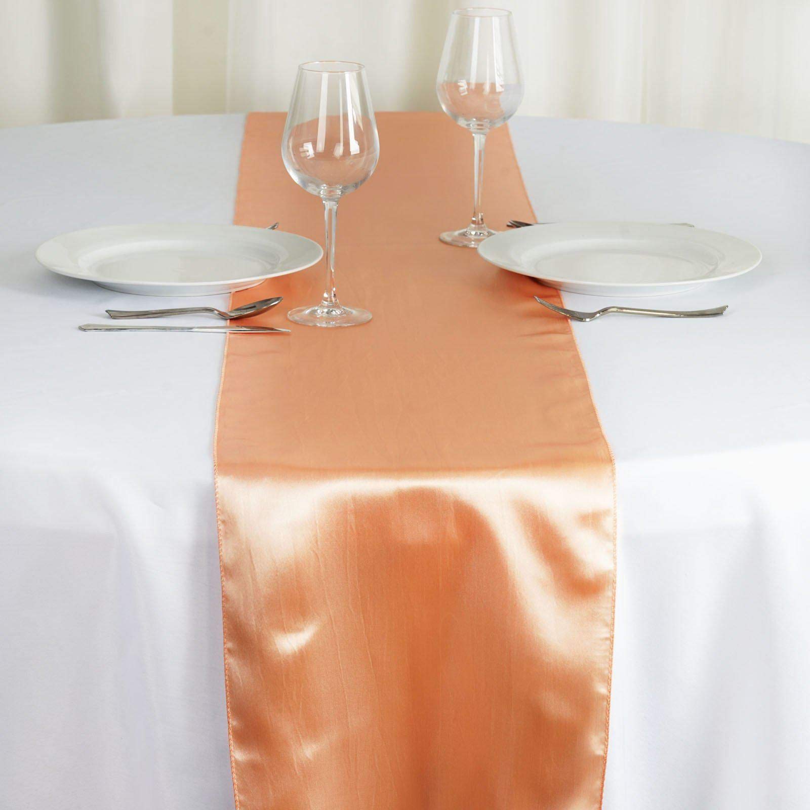 Amazon.com: Tiger Chef Table Runner 108 inches Long - Peach Satin Fall ...