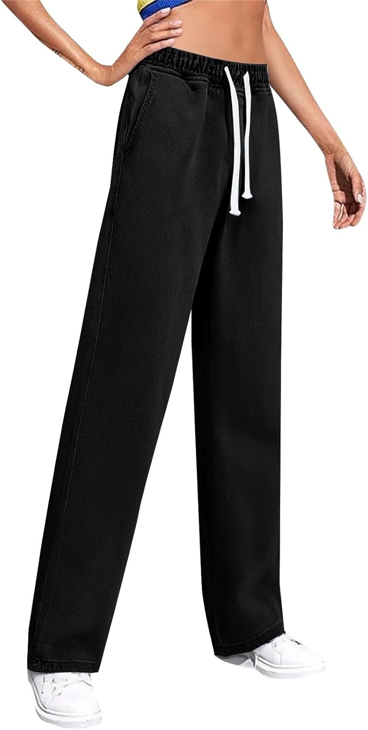 Sweatpant jeans women sweatpants that look like jeans Wide Leg Woman ...