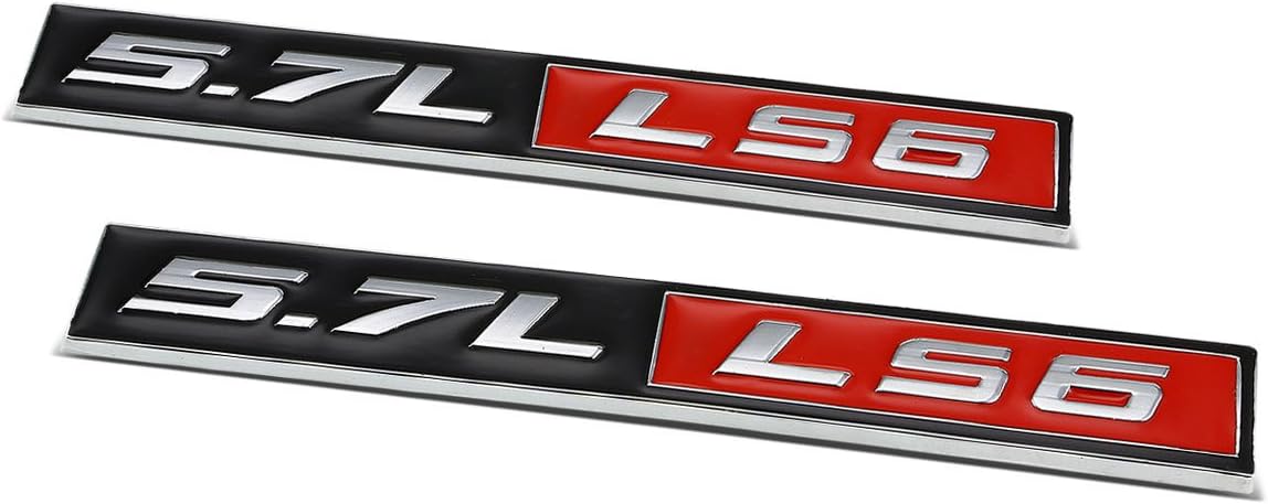 Amazon.com: 2 x Metal Emblem Decal Logo Trim Badge 5.7L LS6 Black & Red ...