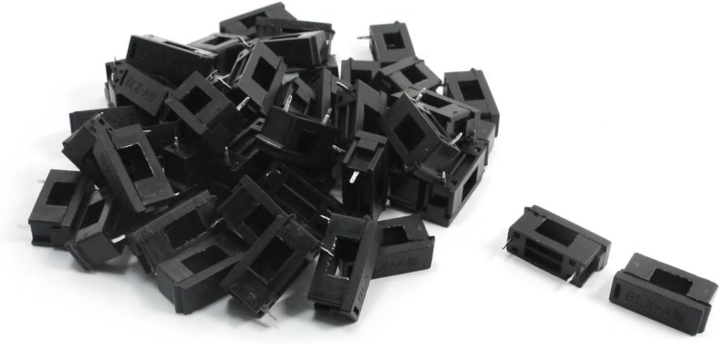 uxcell 50Pcs BLX-A Black Plastic PCB Mount 5 x 20mm Fuse Holder ...