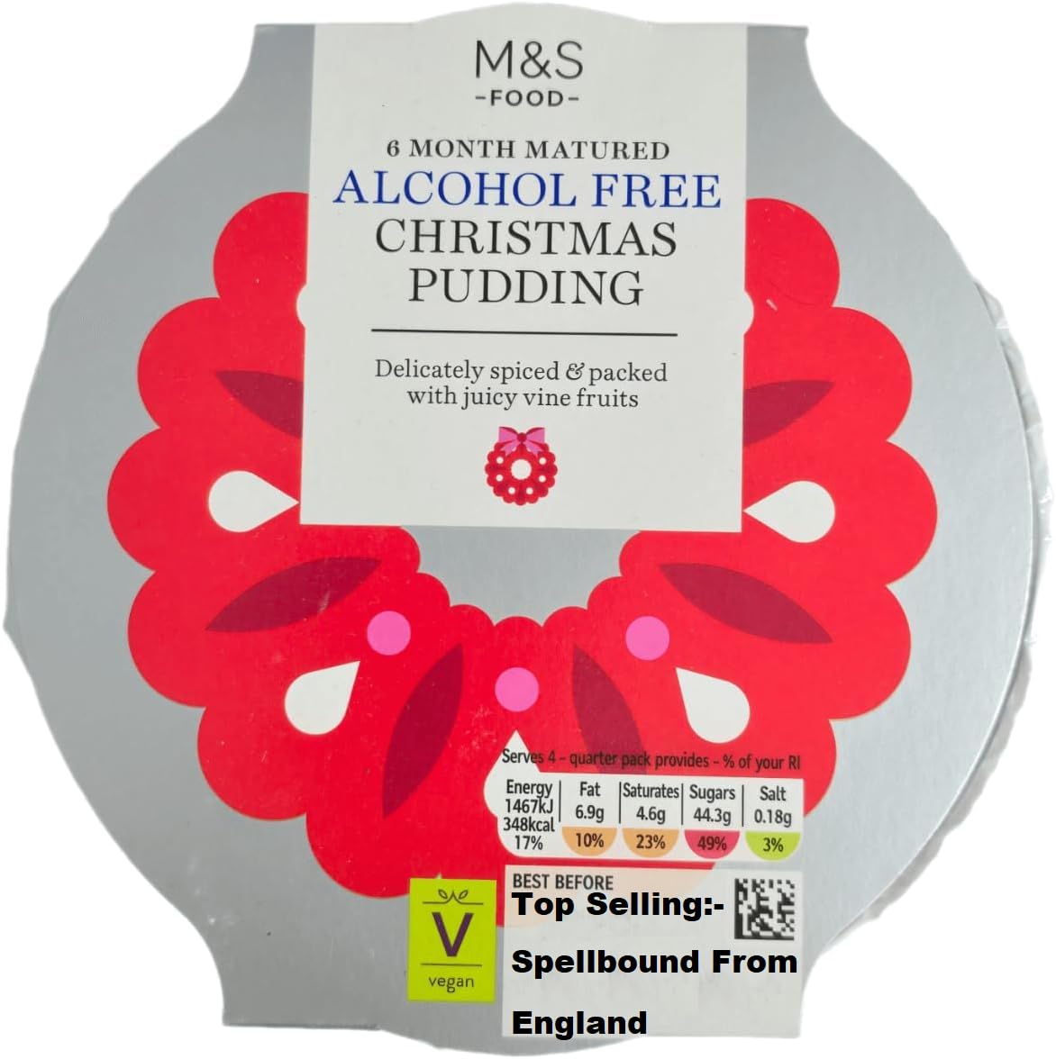 Christmas Pudding: 400g of delicately spiced, vegan, alcohol-free, 6 ...