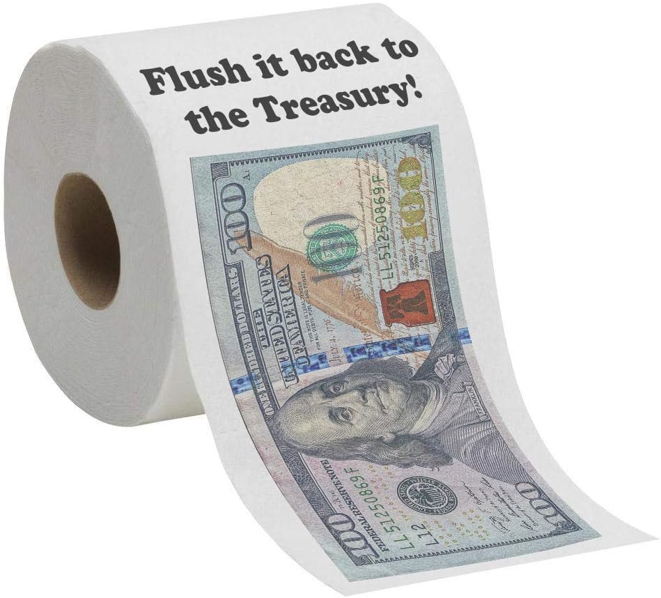 Amazon.com: Iconikal 240-Sheet Gag Joke Money Toilet Paper, 100 Dollar ...