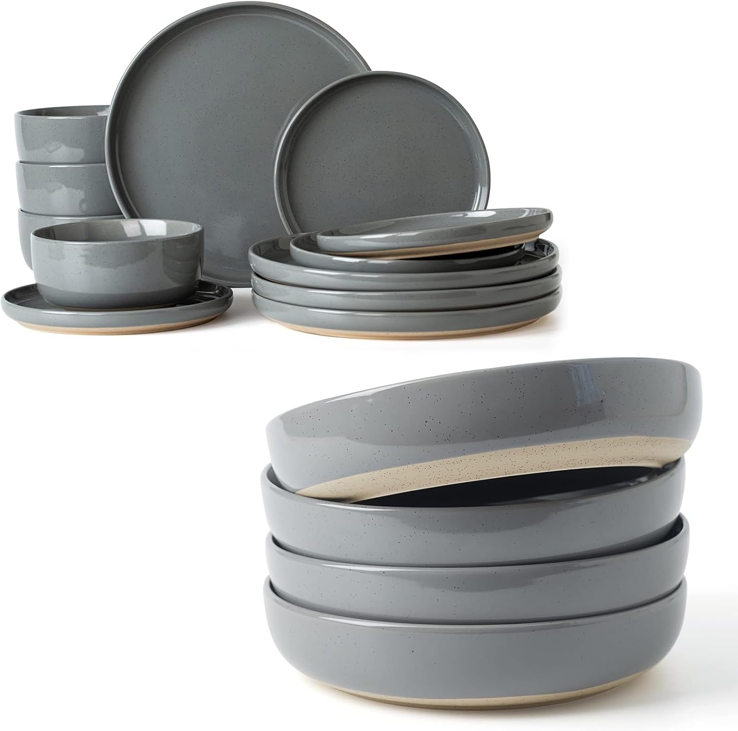 Amazon.com | Famiware Milkyway Plates and Bowls Set For 4, 16-Piece ...