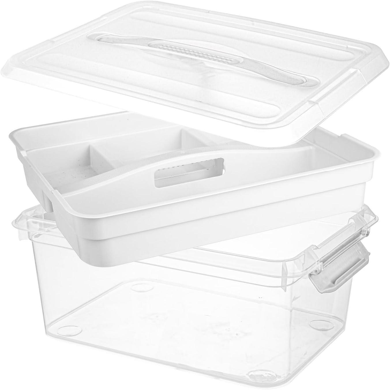 Amazon.com: 17 QT Plastic Storage Box with Removable Tray, Portable ...