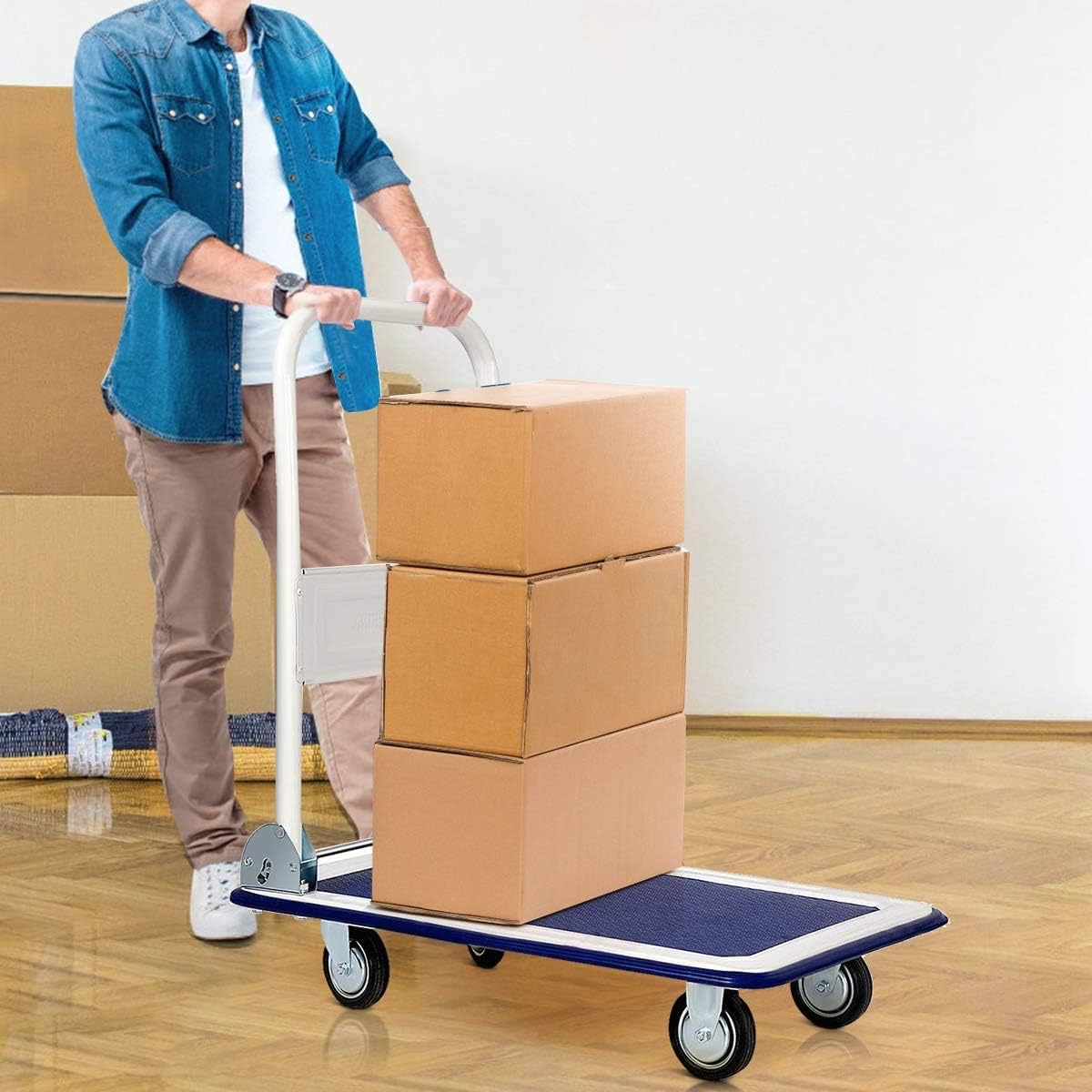 Amazon.com: Folding Platform Truck, Hand Push Cart, Warehouse Rolling ...