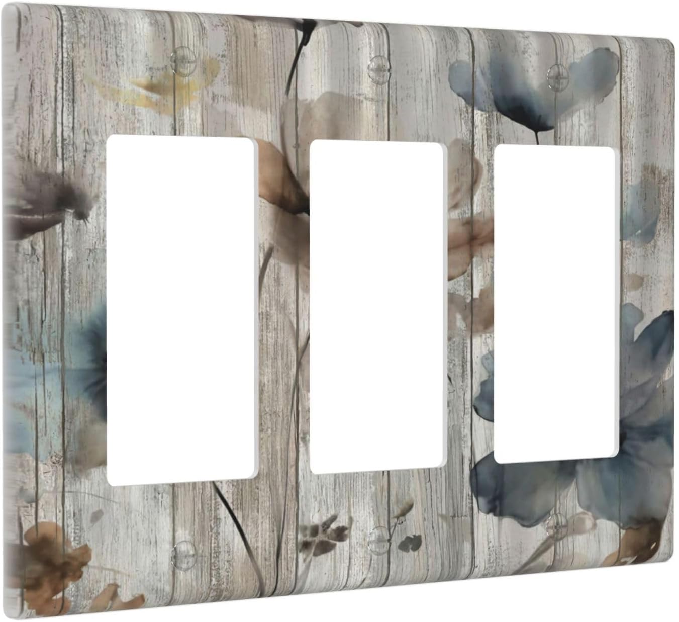 Xuejiaku Decorative Outlet Covers Rustic Beige Blue Flower Vintage Grey ...