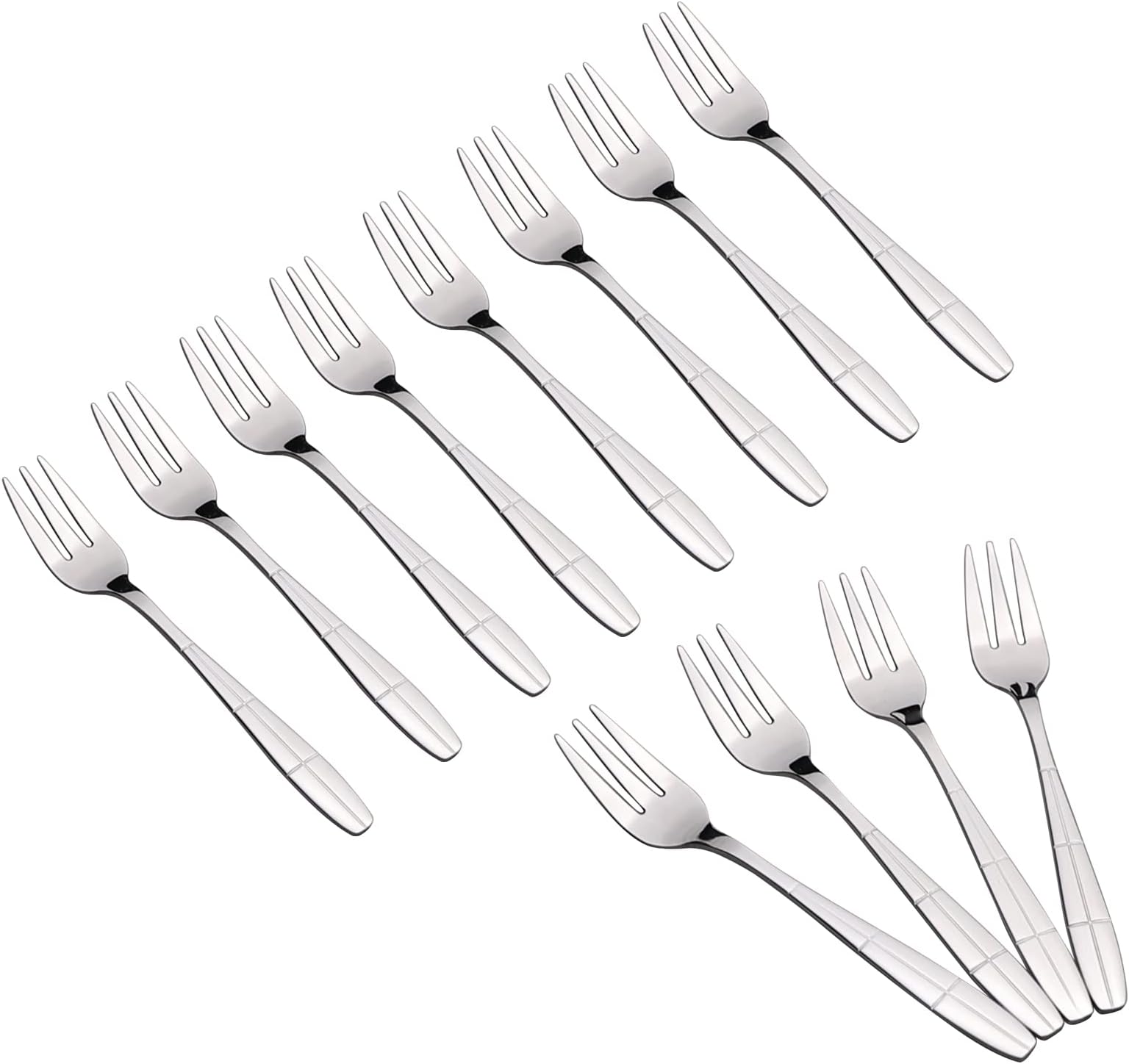 RayPard 12-Piece (14 cm) Stainless Steel Pastry Fork Set, Mirror ...