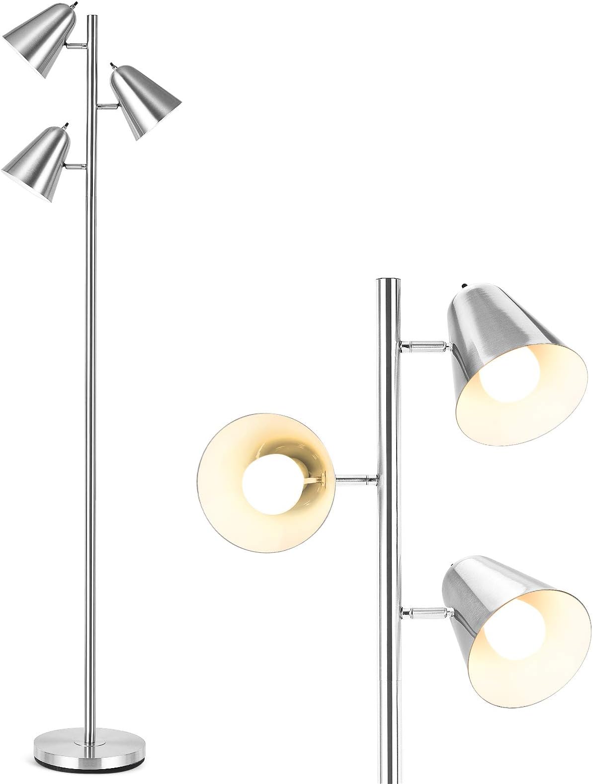 Tangkula 3-Light Floor Lamp, 64" Mid Century Modern 3 Light Tree ...