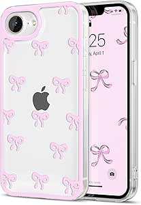 Amazon.com: EYZUTAK Case for iPhone 16e, Clear Cute Ribbon Bowknot Pattern Aesthetic Transparent ...