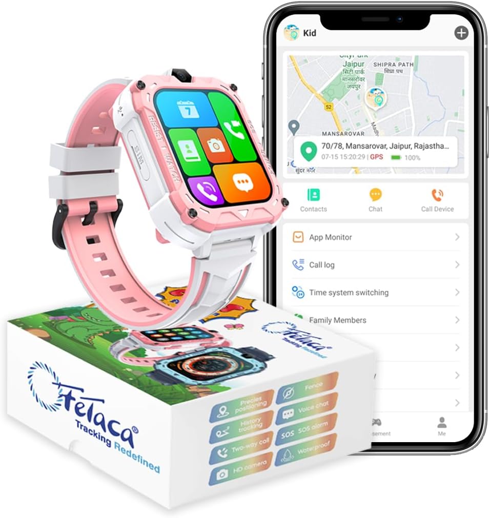 FETACA® 4G GPS Tracker Smartwatch for Kids - Blue | Safety ...