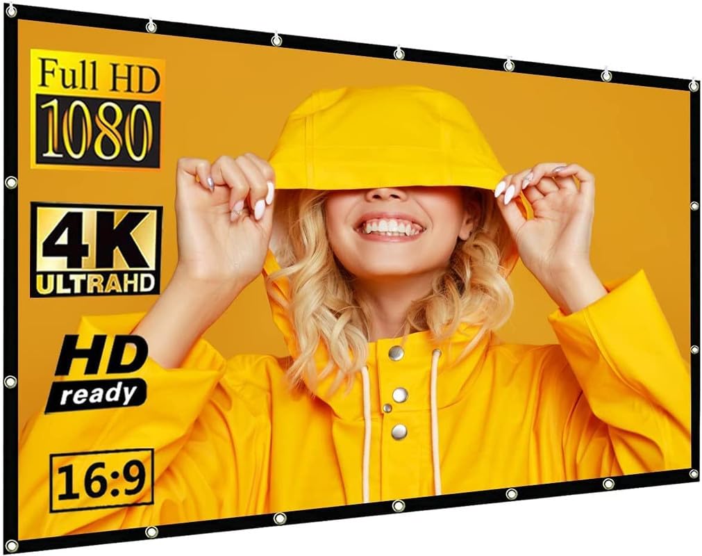 MOIZ 50 inch Projector Screen,4K 4:3 Portable Eyelet Premium Video ...