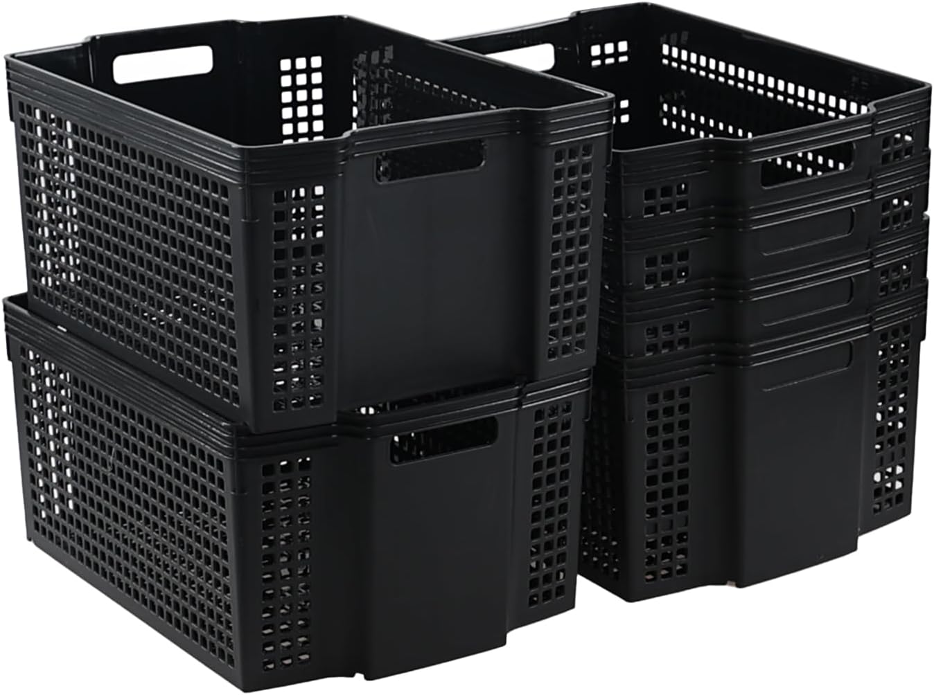 Amazon.com: Anbers Black Plastic Storage Baskets, Stackable Office ...