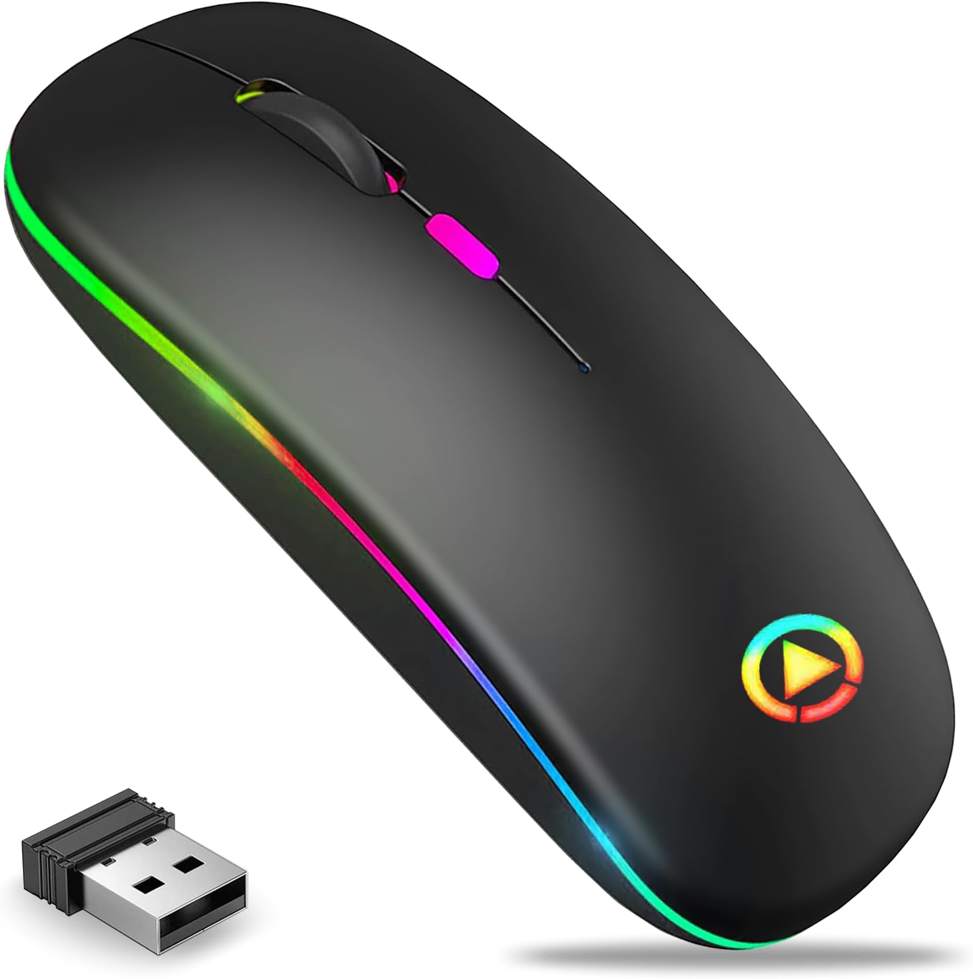 RGB LED Wireless Silent Rechargeable Mouse, Silent Click USB Mouse ...