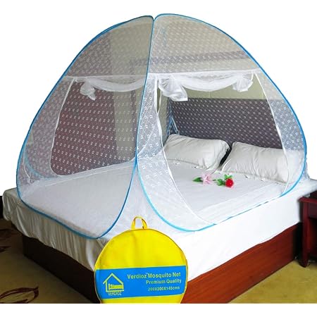 VERDIOZ White Embroidery Cotton Mosquito Net for Double Bed Machardani ...