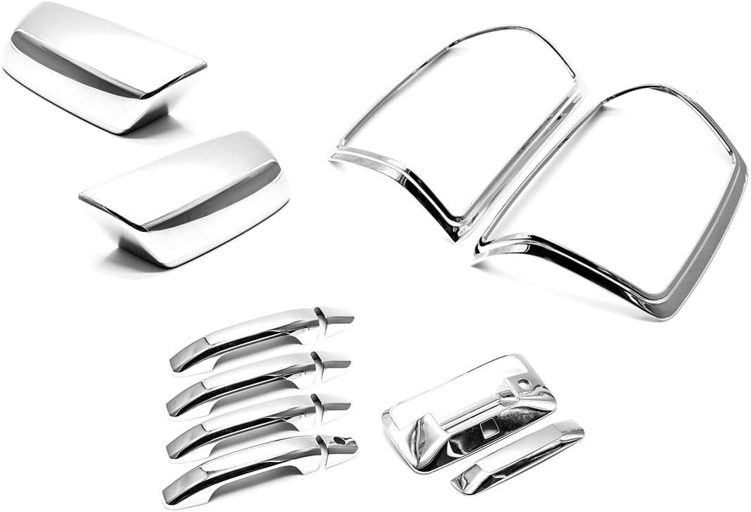 Amazon.com: eRushAutoparts Ultra Chrome Mirrors+4door handles+Taillight ...