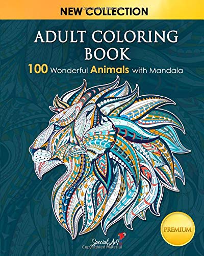 Amazon.com: 100 Wonderful Animals with Mandala: Stress relieving Animal ...