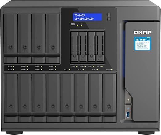 QNAP TS-1655-8G-US 16 Bay high Performance and high-Capacity Hybrid NAS ...