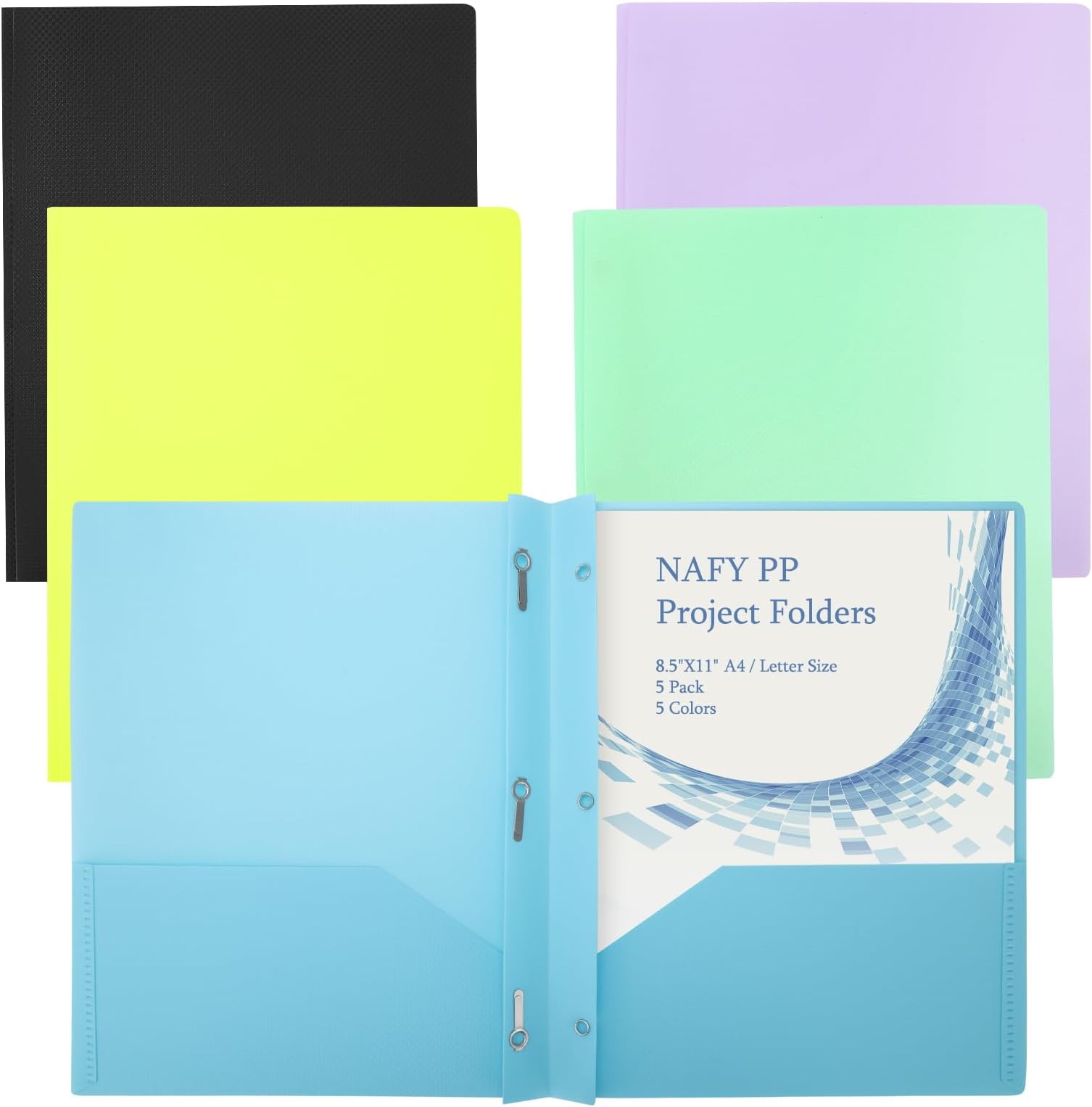 Amazon.com : NAFY 3 Prong Plastic folders Project Folders with 2 ...