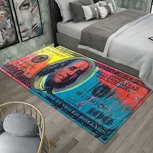 Amazon.com: UpperDDLS Colorful Print Money Rugs 100 Dollar Bill Cool ...