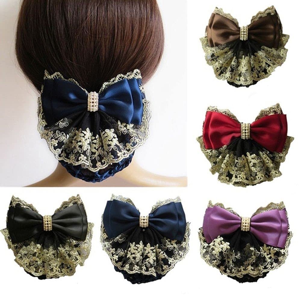 Amazon.com : Vctitil 5 Pcs Hair Bun Cover Bow Hair Net Professional ...