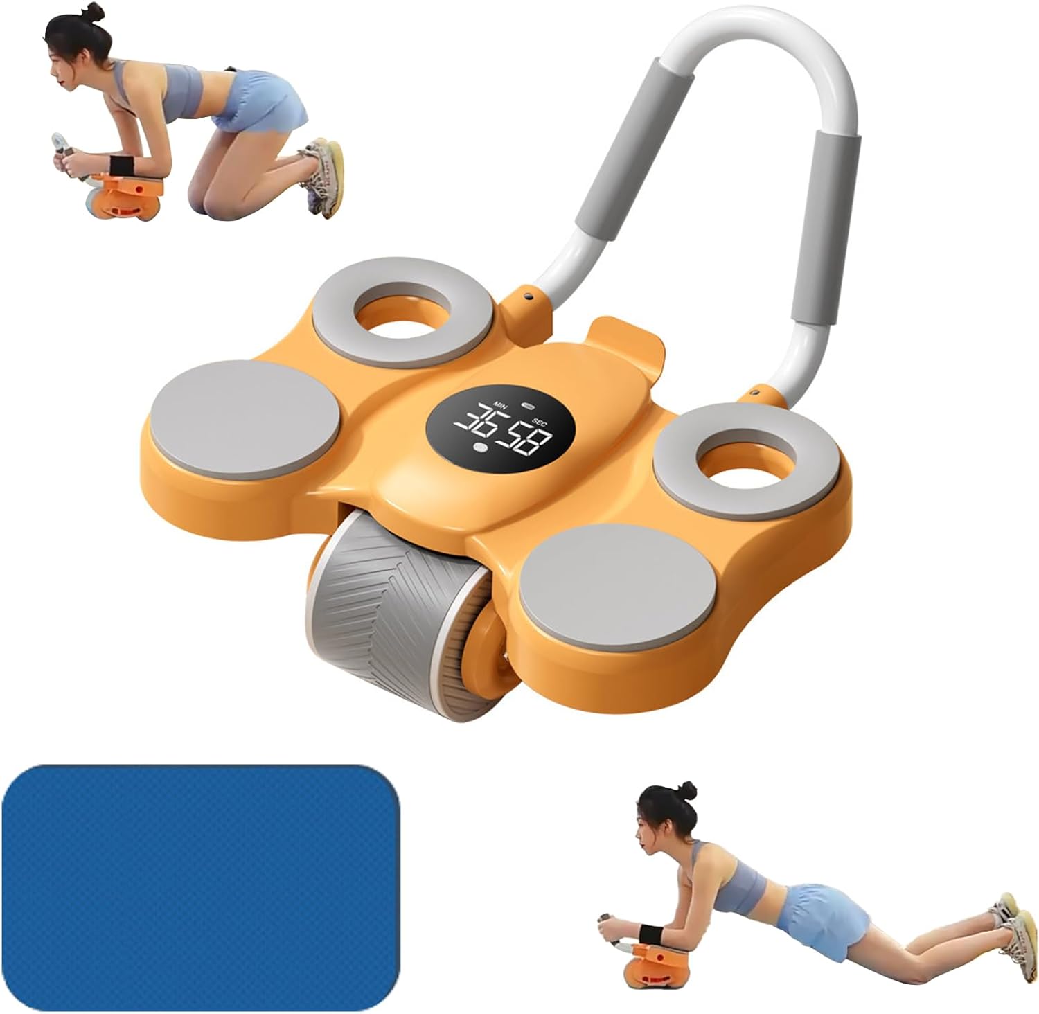Abdominal Exercise Roller with Timer Abs Roller Wheel, Elbow Support ...