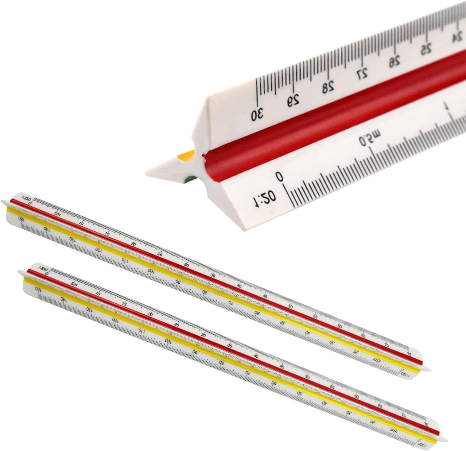 Helix 300mm Metric Triangular Scale Ruler, Red : Amazon.co.uk ...