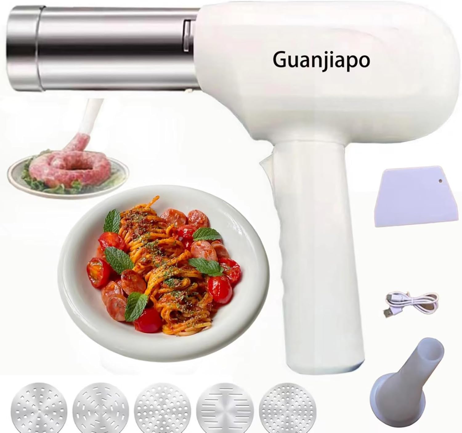 Amazon.com: Guanjiapo Handheld Electric Pasta Maker Gun 5-in-1 Cordless ...
