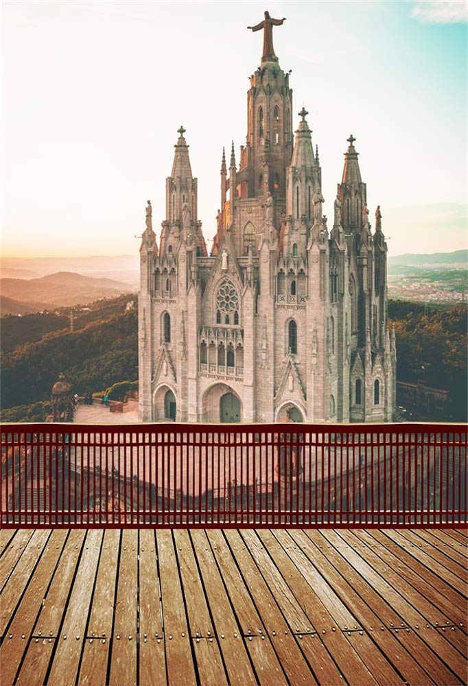 Buy LFEEY 3x5ft European Barcelona Sagrat Cor Photo Backdrop Spain ...
