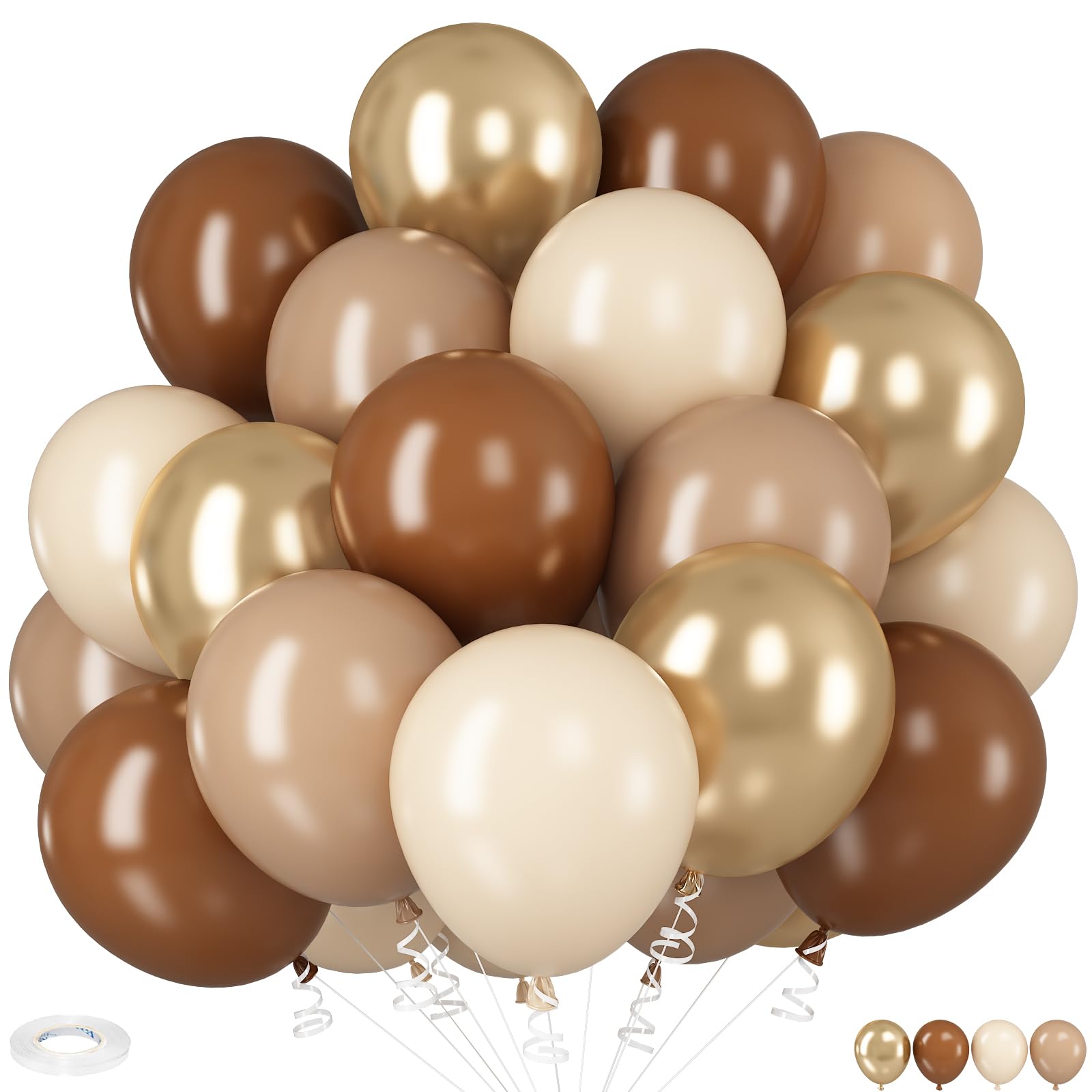 Amazon.com: Brown Gold Balloons, 12 inch Brown Cream Balloons Double ...