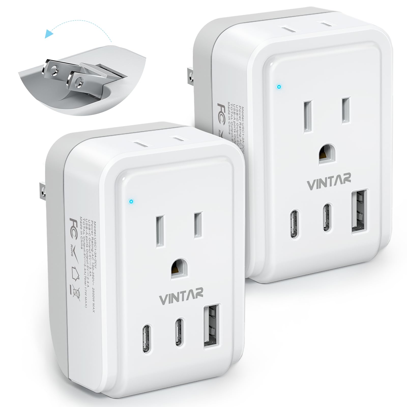 Amazon.com: 2 Pack US to Japan Plug Adapter, VINTAR Foldable Japan ...