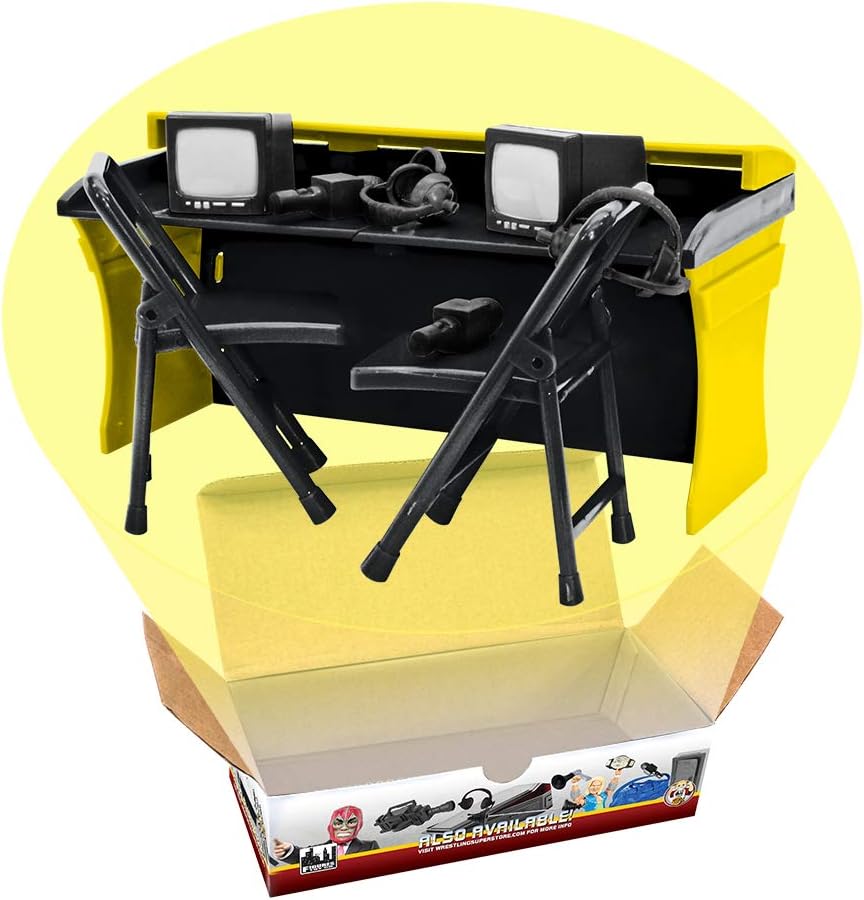 Amazon.com: Black & Yellow Commentator Table Playset for WWE & AEW ...