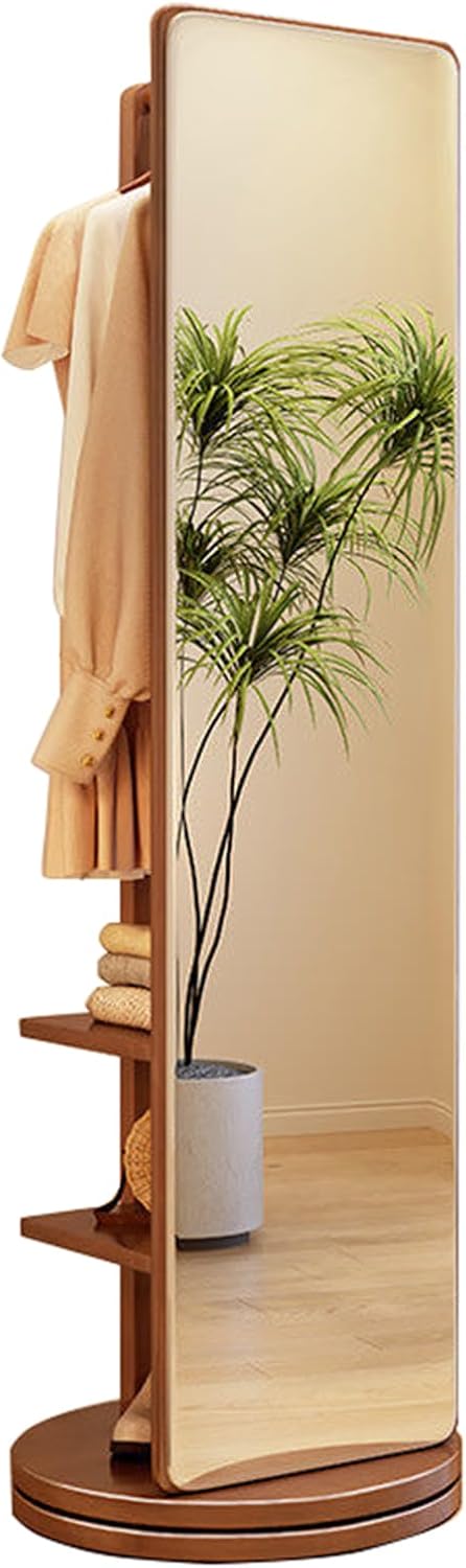 Amazon.com: YARUQN Rotatable Full Body Mirror, 360° Rotating Wood Full ...
