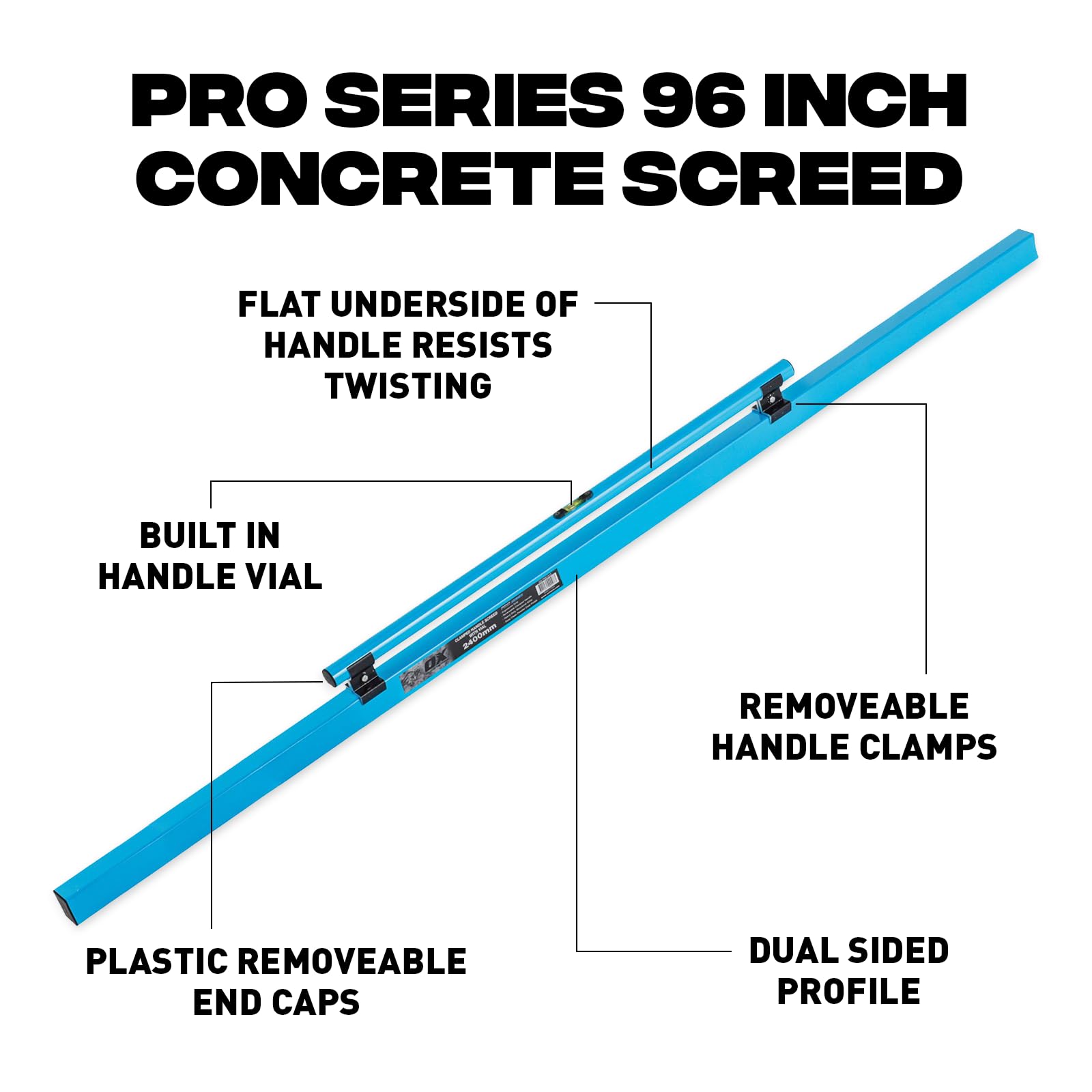 Snapklik.com : OX Tools Concrete Screed, Pro Series 96 Inch Screed