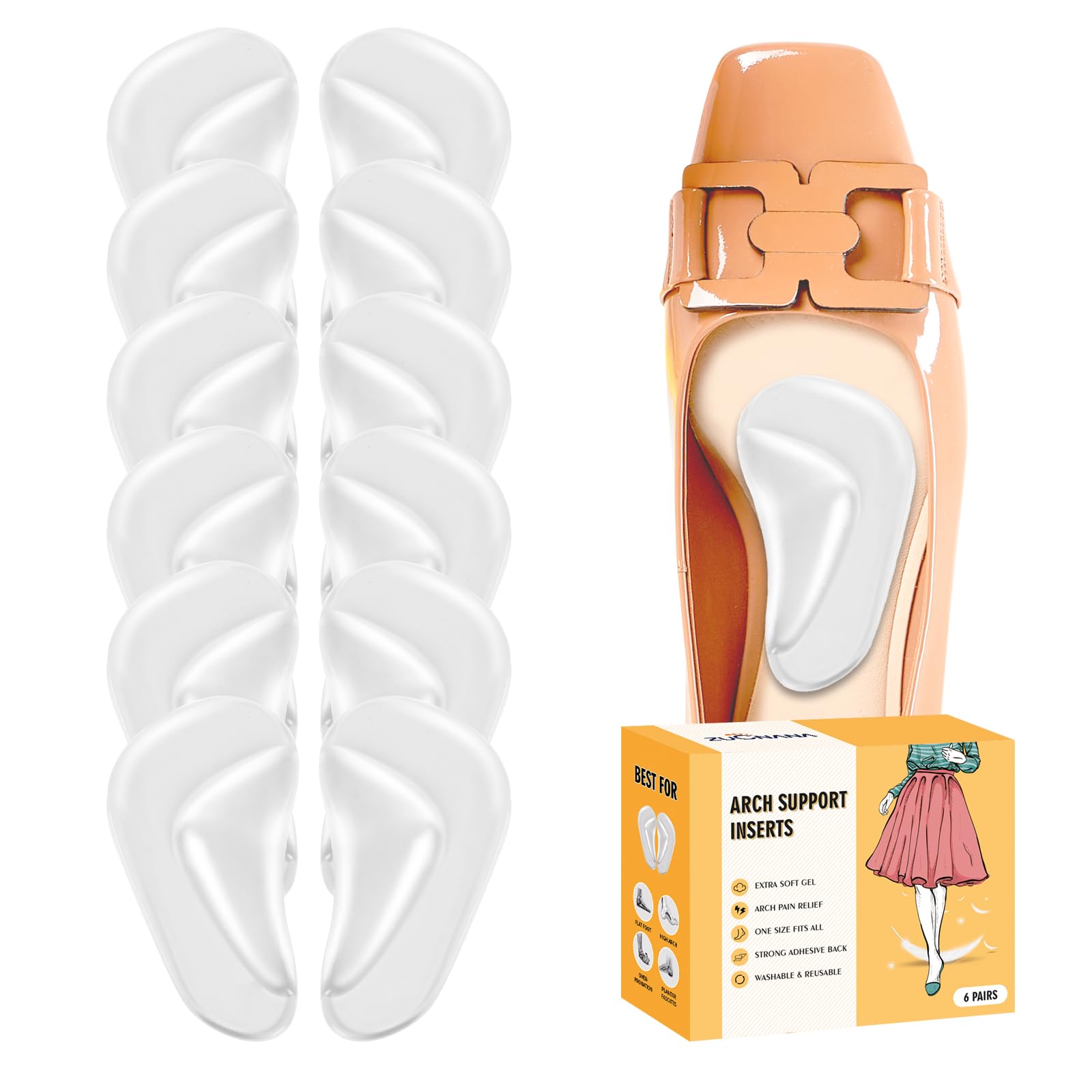 Snapklik.com : ZUCNANA Arch Support Shoe Inserts For Flat Feet