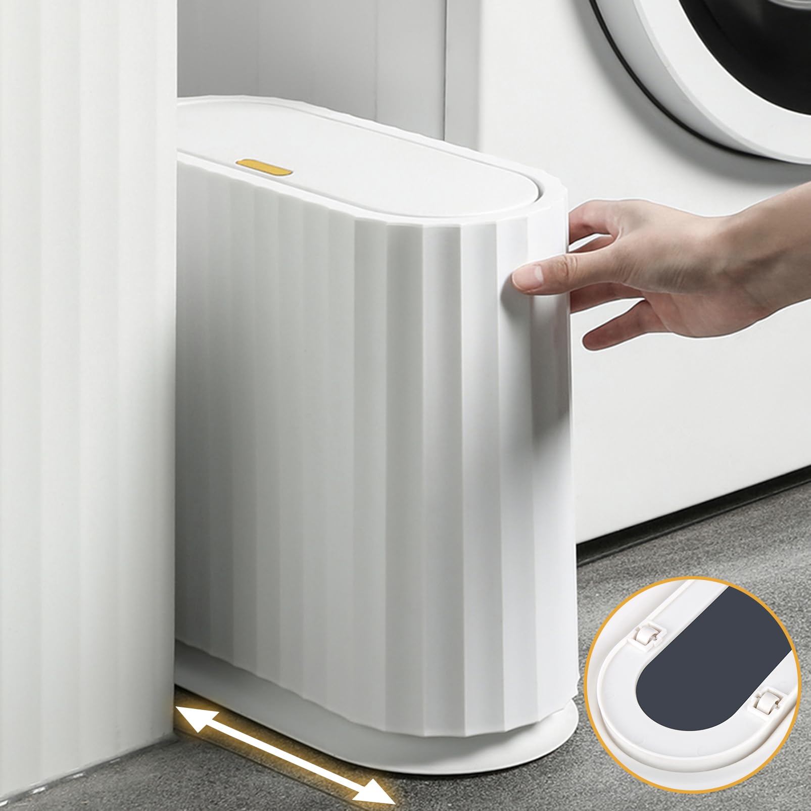 Snapklik.com : SUNTEREST Wheeled Slim Bathroom Trash Can,2.7 Gallon ...