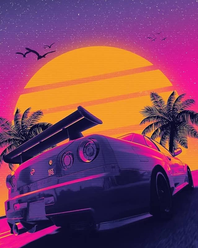 Poster Best Retro cars Retro Wave Scenec hd Matte Finish Paper Poster ...