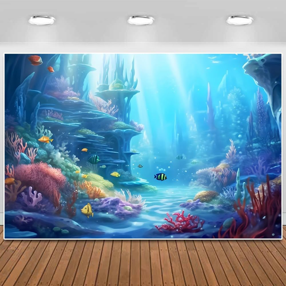 Amazon.com : Under The Sea Backdrop Blue Ocean Underwater World ...