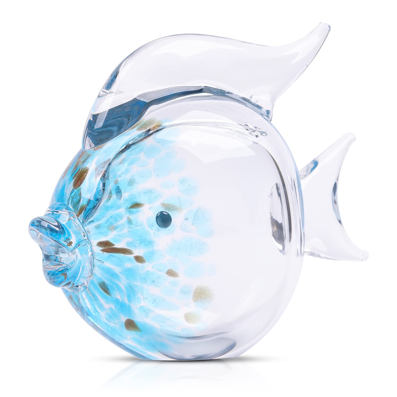 LCCCK Modern Home Decor Accent Blue Glass fish figurines, Hand Blown ...